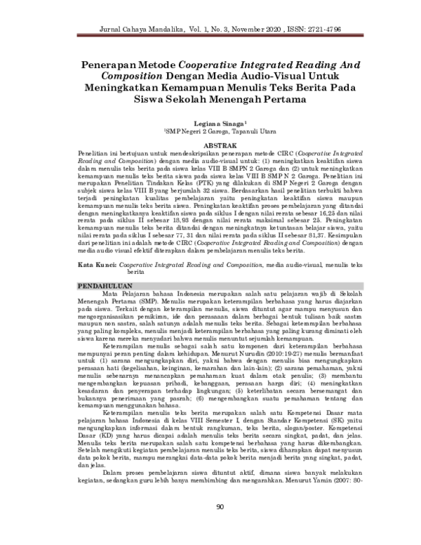 (PDF) Penerapan Metode Cooperative Integrated Reading And Composition Dengan Media Audio-Visual ...