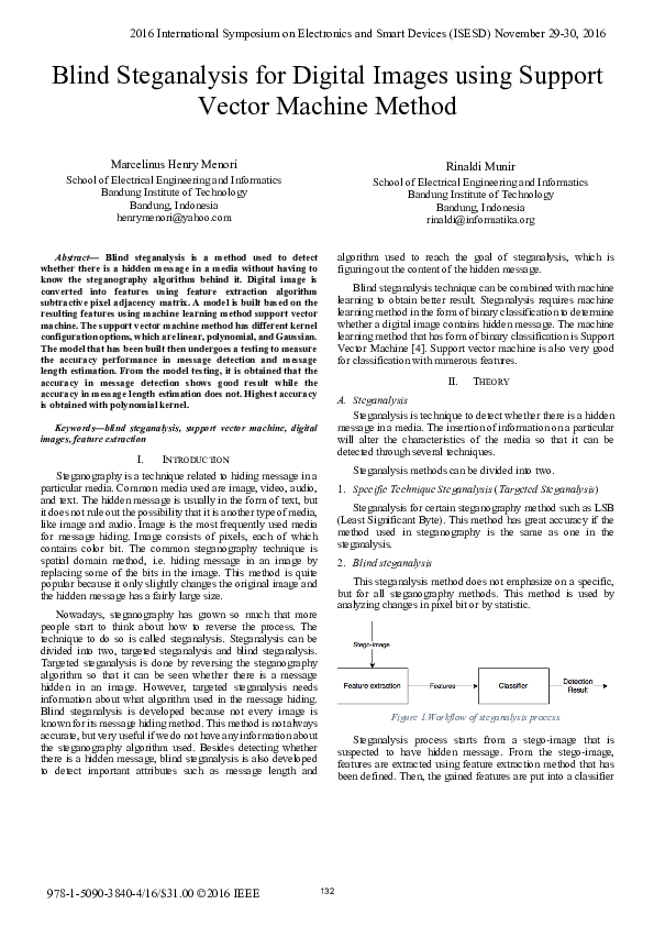 (PDF) Blind steganalysis for digital images using support vector ... (PDF) Blind steganalysis for digital images using support vector ...