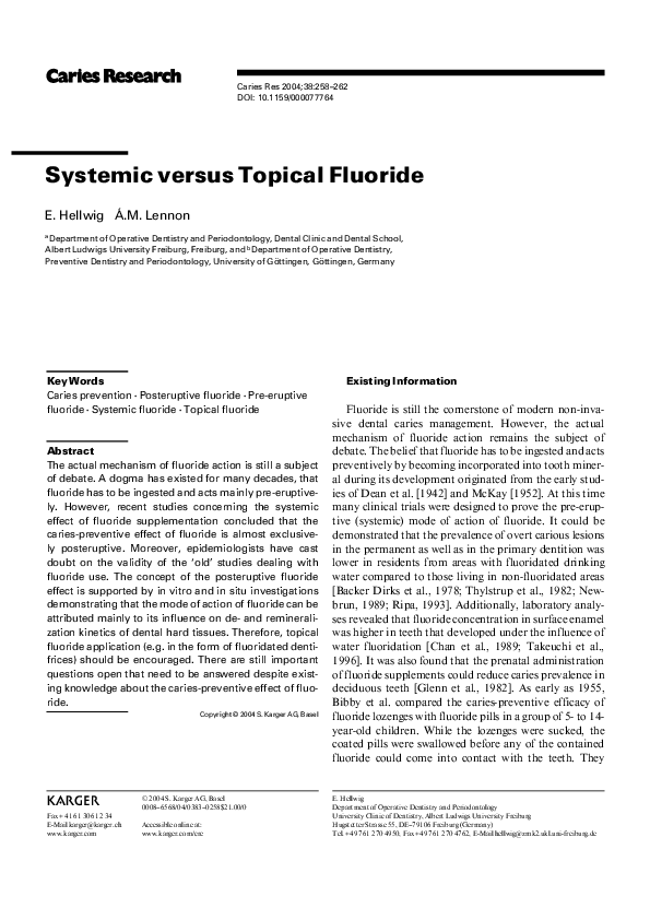 (PDF) Systemic versus Topical Fluoride
