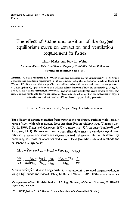 (PDF) The effect of shape and position of the oxygen equilibrium curve ...
