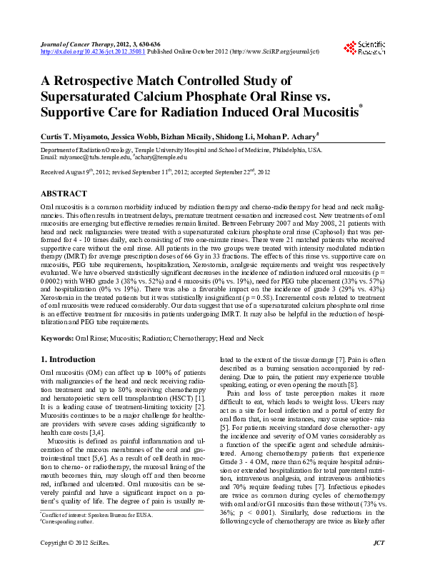 (PDF) A Retrospective Match Controlled Study of Supersaturated Calcium ...