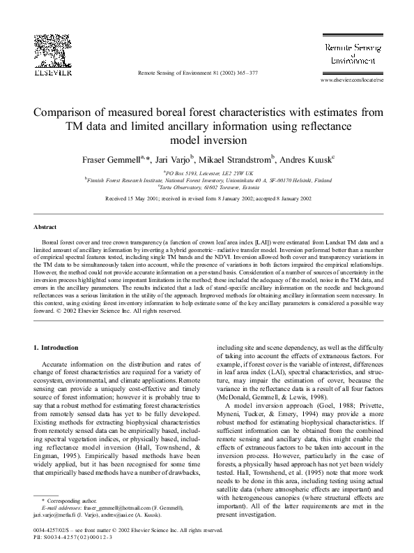 (PDF) Comparison of measured boreal forest characteristics with ...