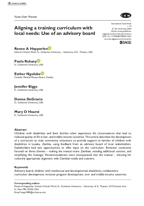 (PDF) Aligning a training curriculum with local needs: Use of an ...
