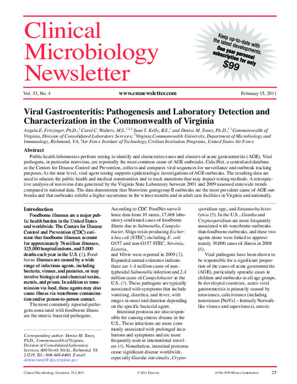 (PDF) Viral Gastroenteritis: Pathogenesis and Laboratory Detection and ...