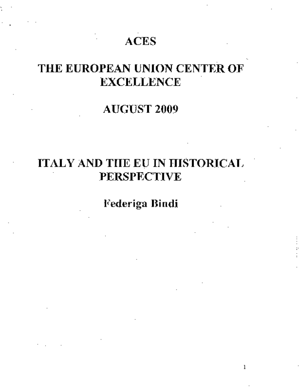 (PDF) Aces the European Union Center of Excellence AUGUST2009 Italy and ...