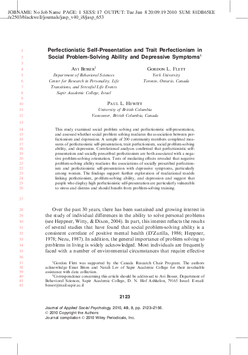 (PDF) Perfectionistic Self-Presentation and Trait Perfectionism in ...