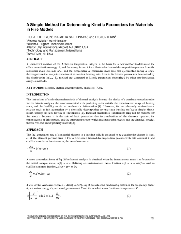 (PDF) A Simple Method for Determining Kinetic Parameters for Materials ...