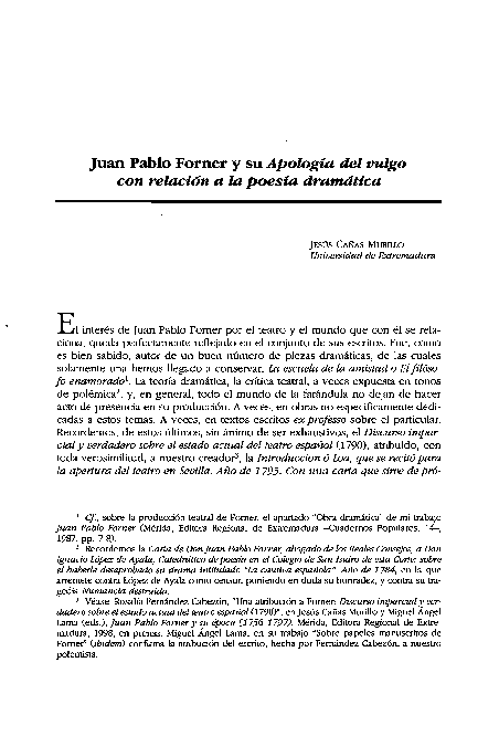 (PDF) Juan Pablo Forner y su" Apología del vulgo con relación a la ...