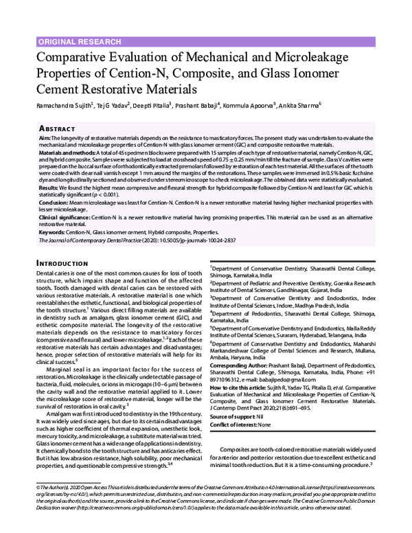 (PDF) Comparative Evaluation of Mechanical and Microleakage Properties ...