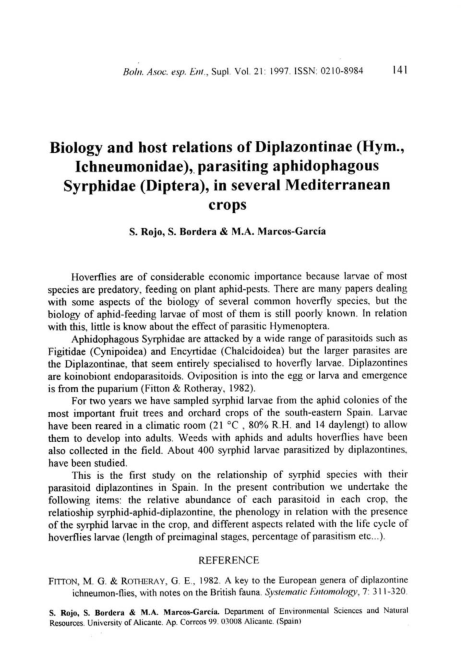 (PDF) Biology and host relations of Diplazontinae (Hym., Ichneumonidae ...