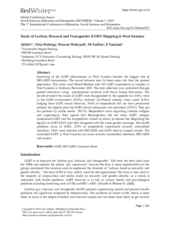 (PDF) Study of Lesbian, Bisexual and Transgender (LGBT) Mapping in West Sumatra