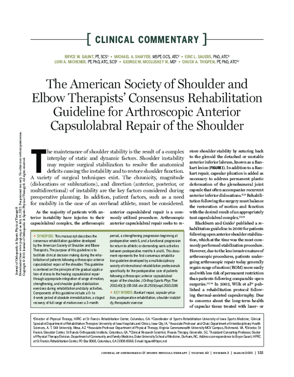 (PDF) The American Society of Shoulder and Elbow Therapists' Consensus ...