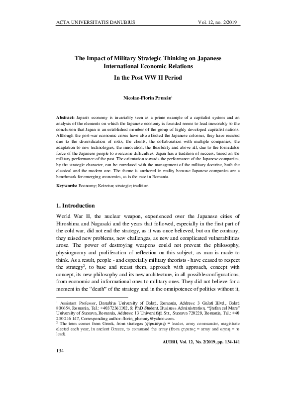 (PDF) The Impact of Military Strategic Thinking on Japanese ...