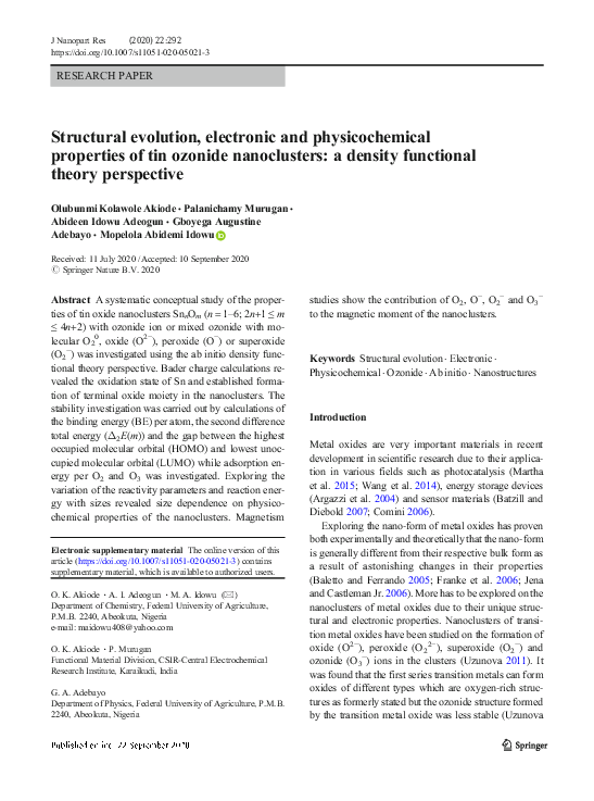 Structural evolution, electronic and physicochemical properties of tin ...