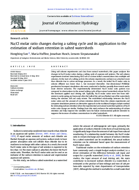 (PDF) Na/Cl molar ratio changes during a salting cycle and its ...