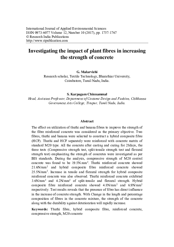 (PDF) Investigating the impact of plant fibres in increasing the ...