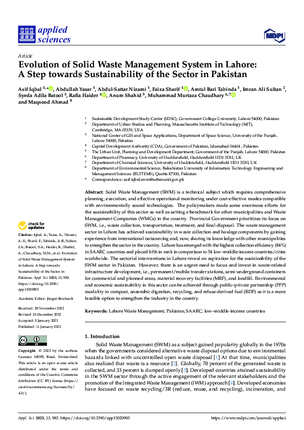 (PDF) Evolution of Solid Waste Management System in Lahore: A Step ...