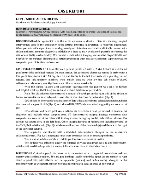 (PDF) Left - Sided Appendicitis