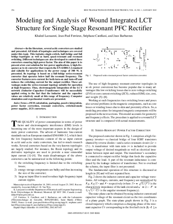 (PDF) Modeling and analysis of wound integrated LCT structure for single stage resonant PFC ...