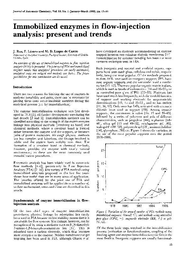(PDF) Immobilized enzymes in flow-injection analysis: present and trends