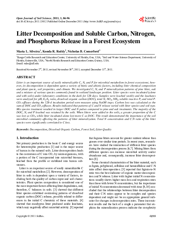 (PDF) Litter Decomposition and Soluble Carbon, Nitrogen, and Phosphorus ...