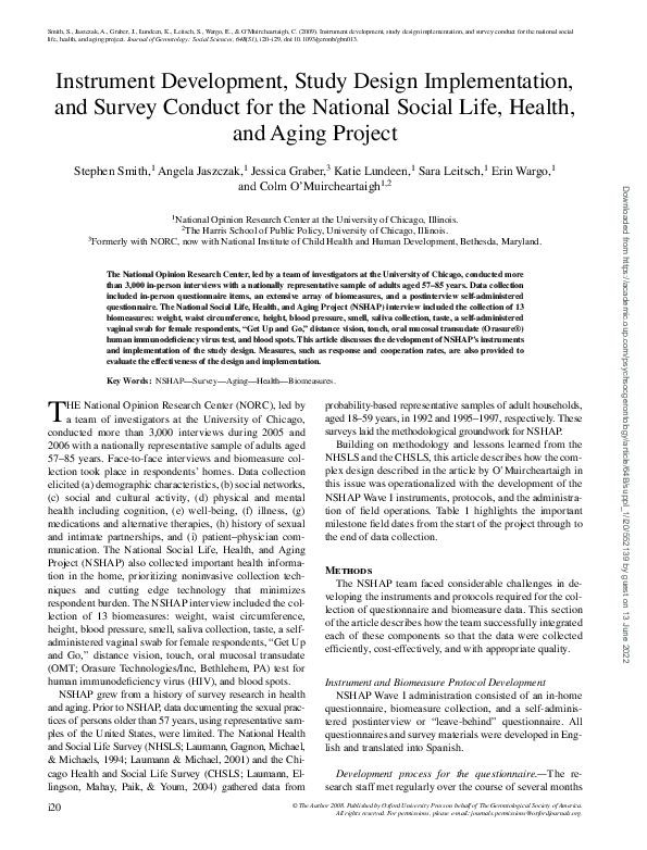 (PDF) Instrument Development, Study Design Implementation, and Survey Conduct for the National ...