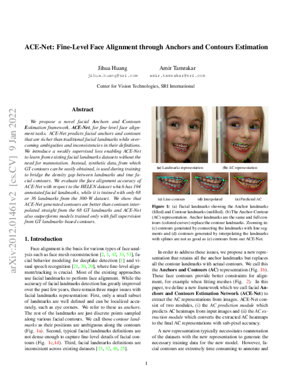 (PDF) ACE-Net: Fine-Level Face Alignment through Anchors and Contours ...