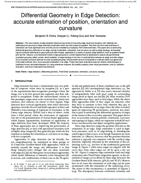 (PDF) Differential Geometry in Edge Detection: Accurate Estimation of ...