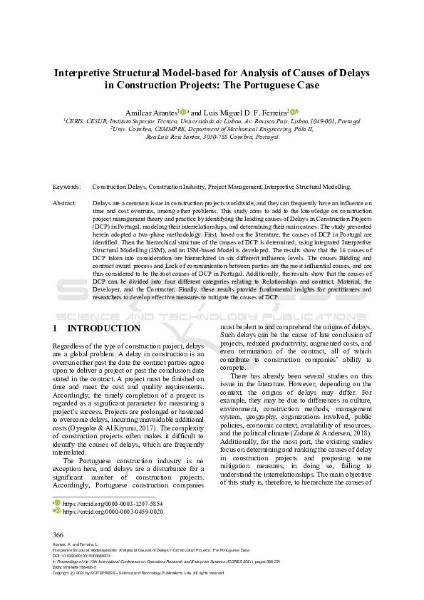 (PDF) Interpretive Structural Model-based for Analysis of Causes of Delays in Construction ...