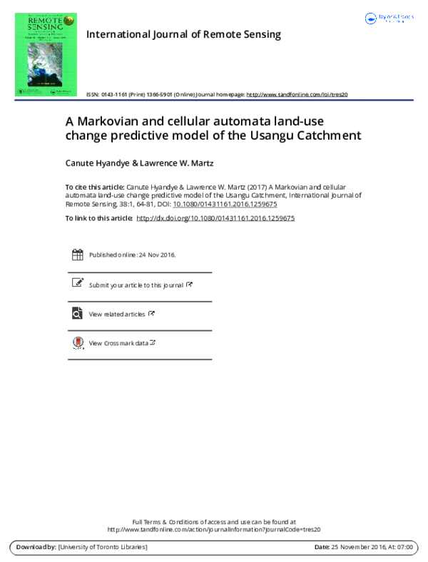 (PDF) A Markovian and cellular automata land-use change predictive ...