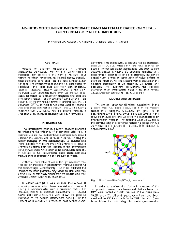 (PDF) AB-Initio Modeling of Intermediate Band Materials Based on Metal ...