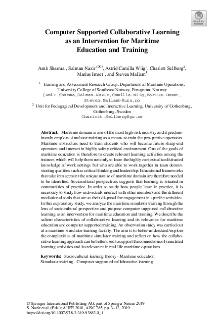 (PDF) Computer Supported Collaborative Learning as an Intervention for Maritime Education and ...