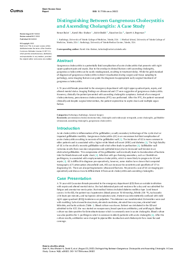 (PDF) Distinguishing Between Gangrenous Cholecystitis and Ascending ...