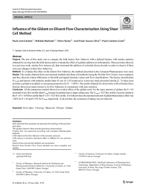 (PDF) Influence of the Glidant on Diluent Flow Characterization Using ...