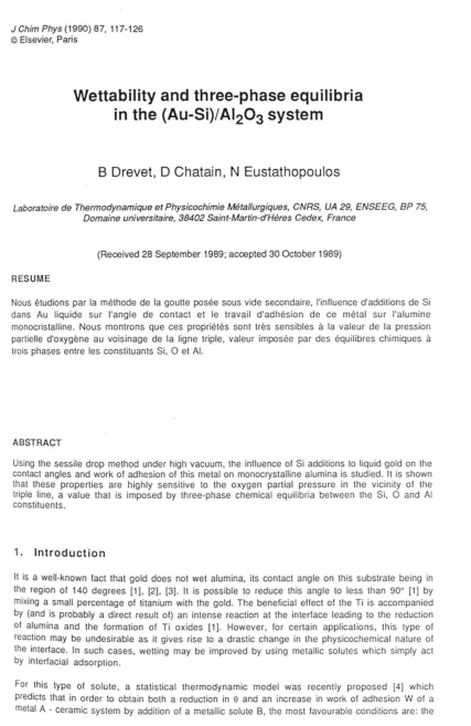 (PDF) Wettability and three-phase equilibria in the (Au-Si)/Al2O3 system