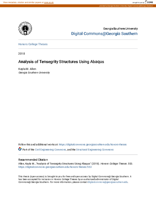 Pdf Analysis Of Tensegrity Structures Using Abaqus