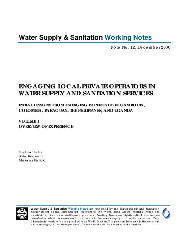 (PDF) Water Supply & Sanitation Working Notes