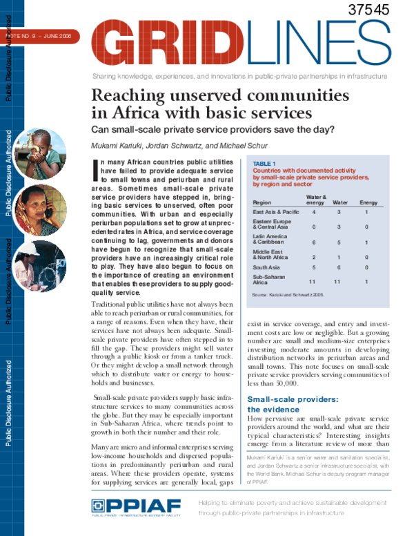 (PDF) Reaching Unserved Communities in Africa with Basic Services : Can ...