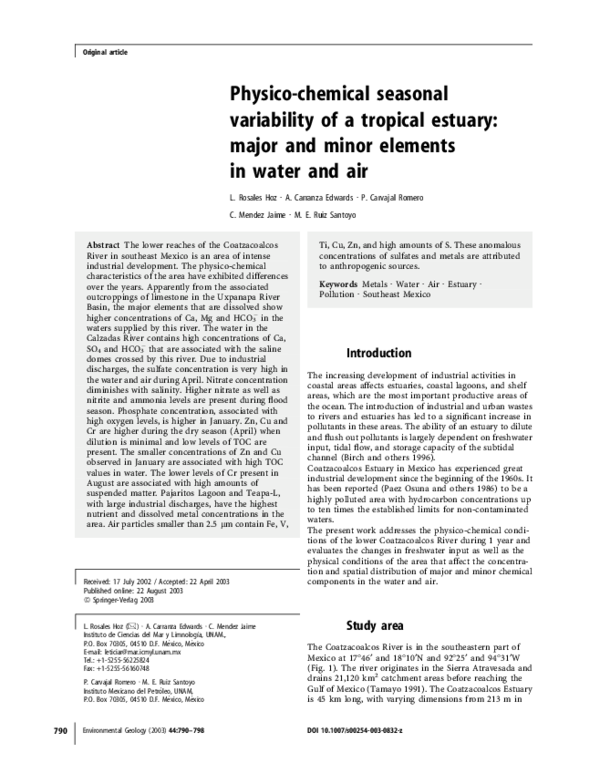 (PDF) Physico-chemical seasonal variability of a tropical estuary ...