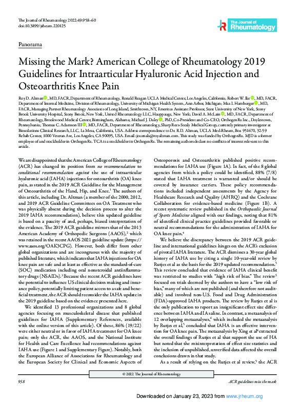 (PDF) Missing the Mark? American College of Rheumatology 2019 ...
