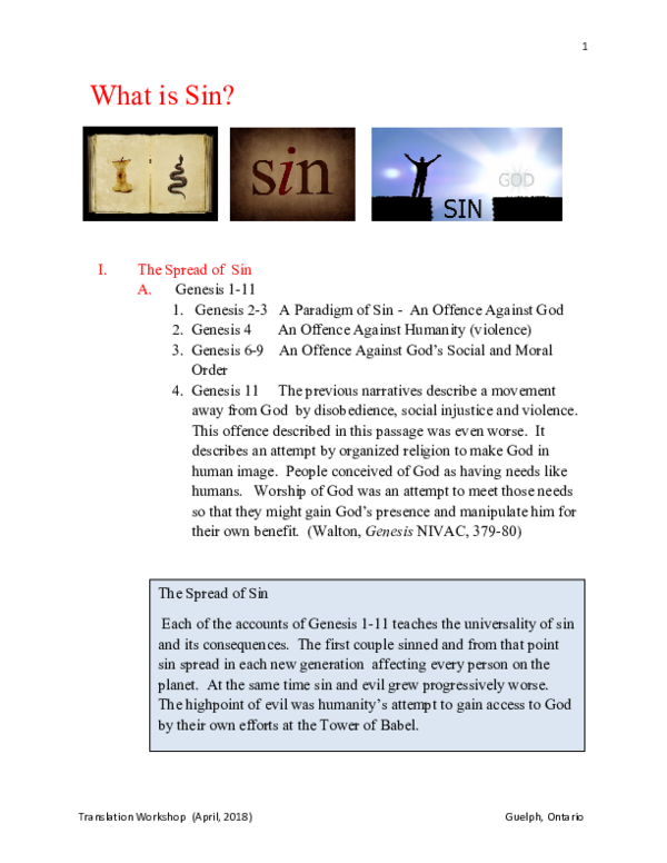 (PDF) What is Sin? Translation Workshop Handout