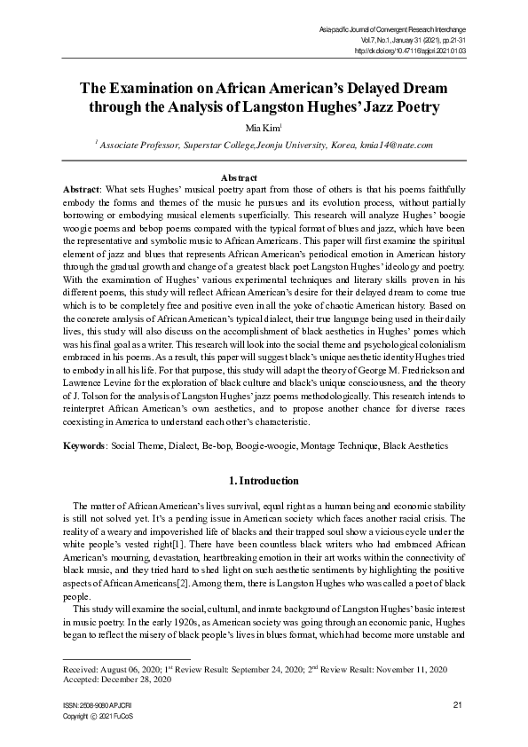 (PDF) The Examination on African American’s Delayed Dream through the ...