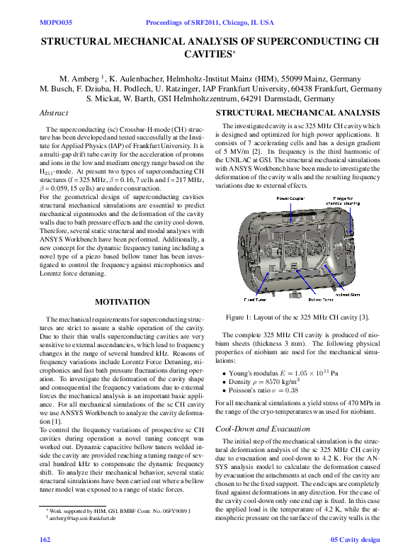 (PDF) Structural Mechanical Analysis of Superconducting CH Cavities