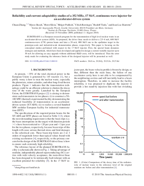 (PDF) Reliability and current-adaptability studies of a 352 MHz, 17 MeV ...