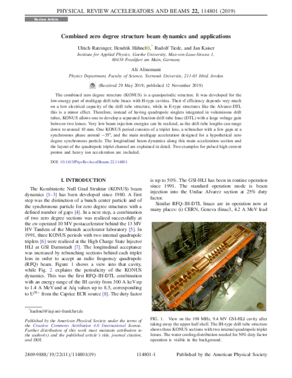 (PDF) Combined zero degree structure beam dynamics and applications