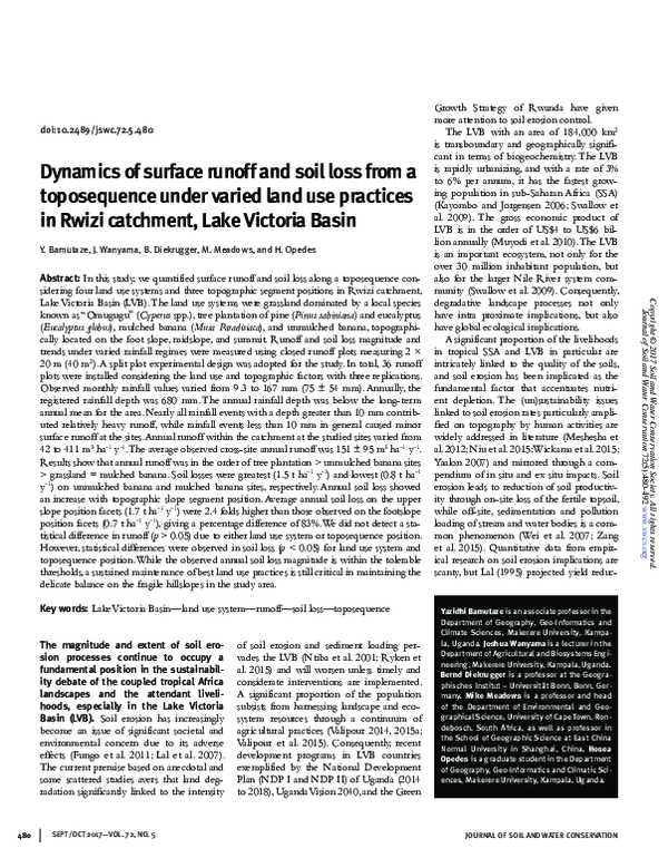 (PDF) Dynamics of surface runoff and soil loss from a toposequence ...