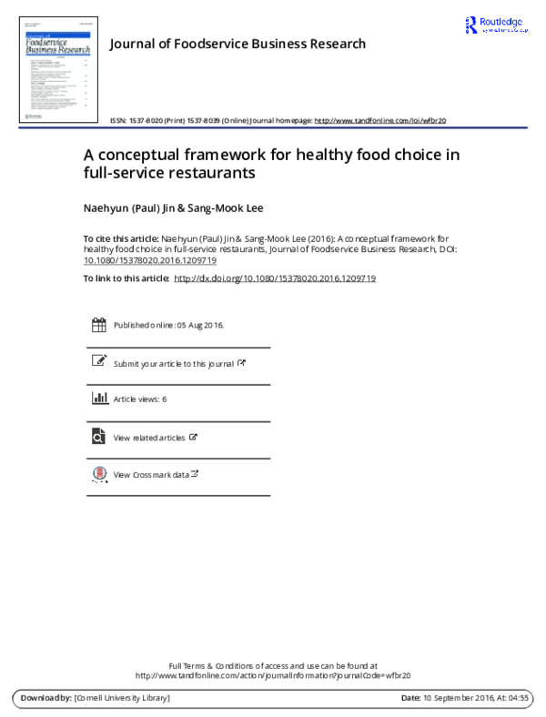 (PDF) A conceptual framework for healthy food choice in full-service ...