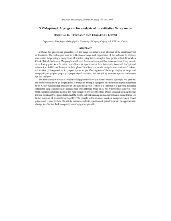 (PDF) XRMapAnal: A program for analysis of quantitative X-ray maps