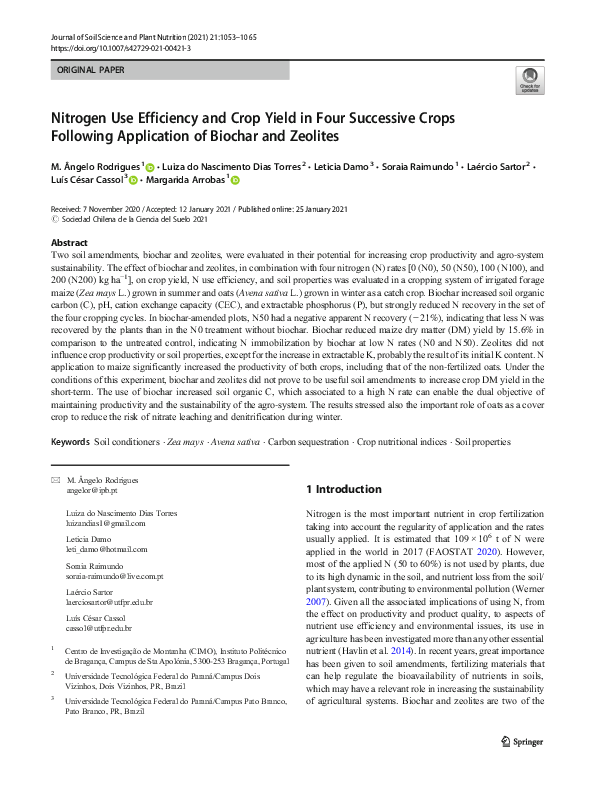 (PDF) Nitrogen Use Efficiency and Crop Yield in Four Successive Crops ...