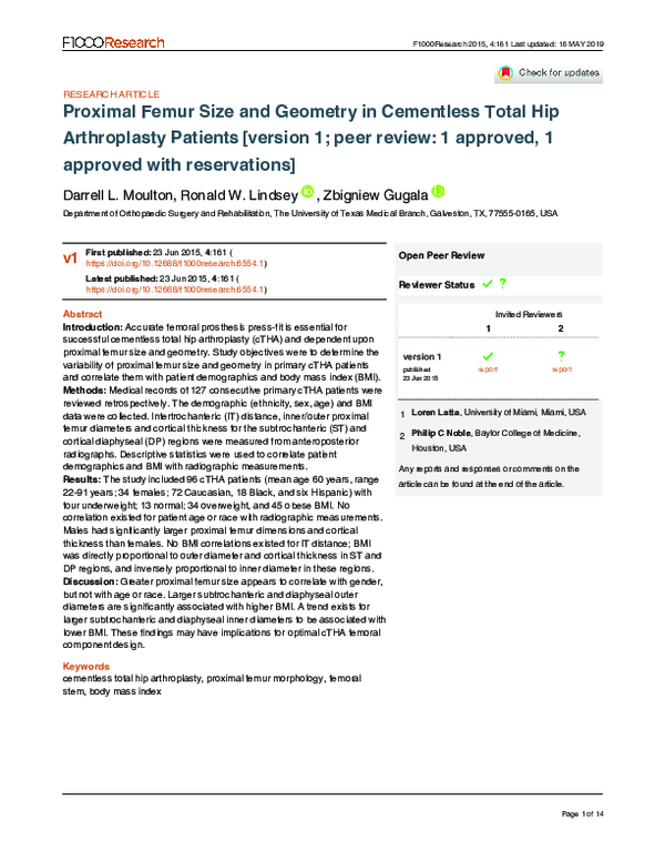 (PDF) Proximal Femur Size and Geometry in Cementless Total Hip ...